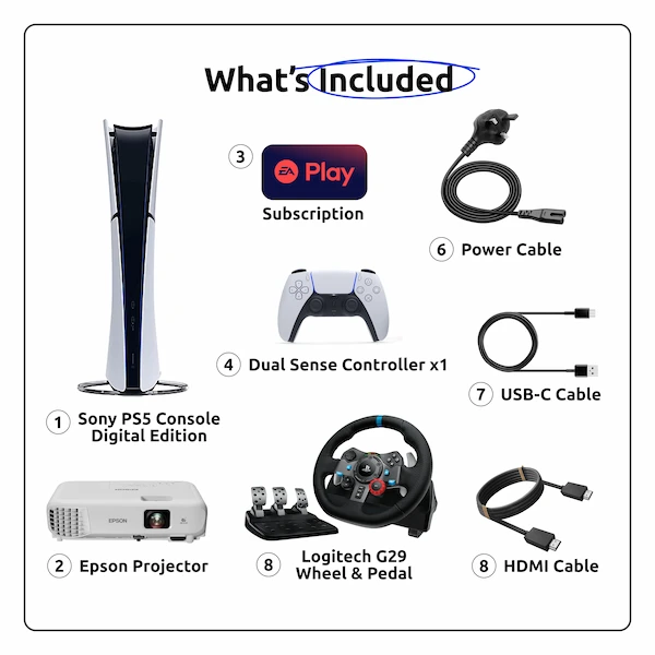Rent ps5 with ea play with one controller with projector with logitech ...